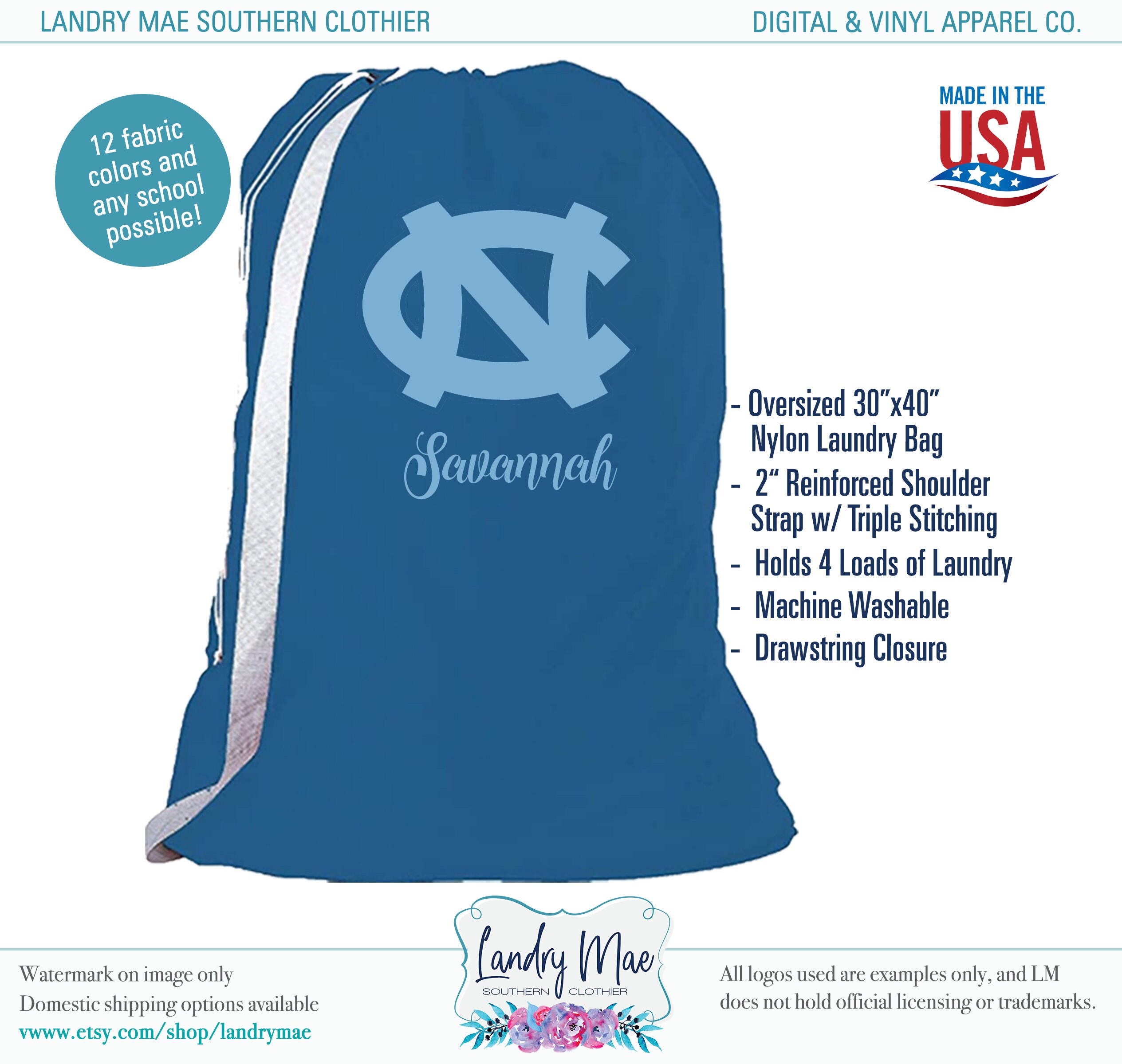 Collegiate Laundry Bags / Personalized Senior Gift / College Student ...