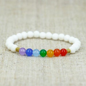 7 Chakra bracelet set 7 Chakra stone jewelry Black and white | Etsy