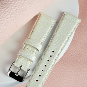 Lady's Creamy White Snake Watch Strap Band / Handmade From Real Javan ...
