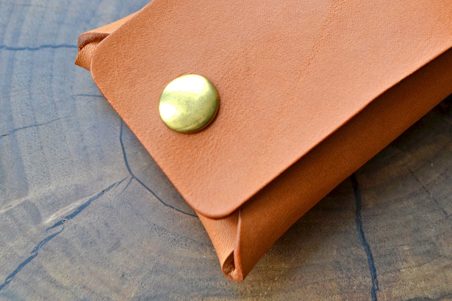 Horween Wallet Card Holder in Natural Veg Tanned Leather / | Etsy