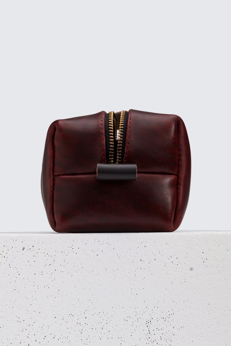 Leather Dopp Kit Bag in Horween Burgundy Chromexcel / - Etsy
