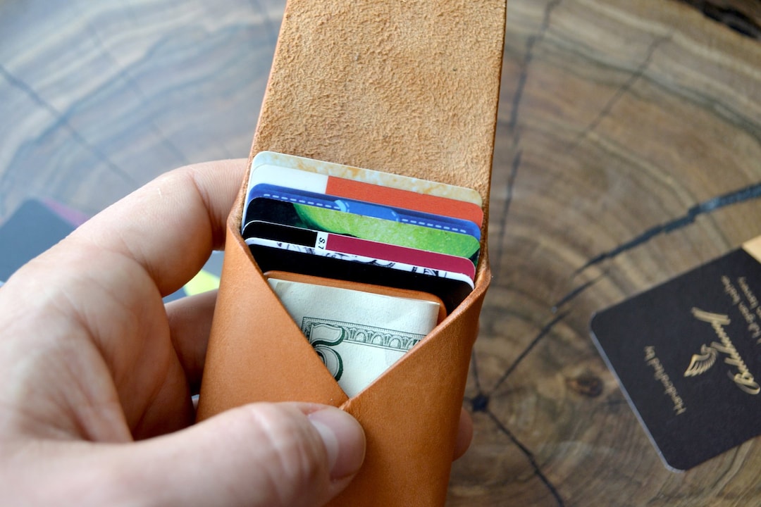 Horween Wallet Card Holder in Natural Veg Tanned Leather / Stitchless ...