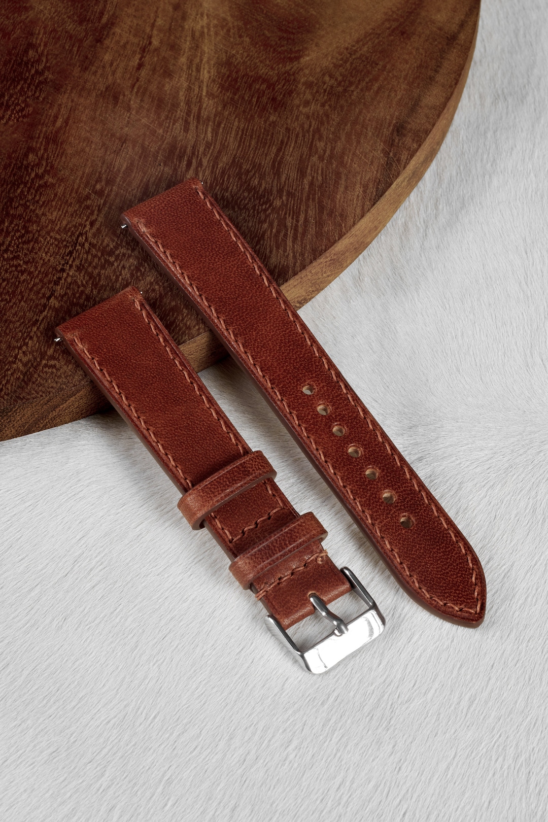Horween Dublin English Tan Leather Watch Strap Band / 100% Handmade ...