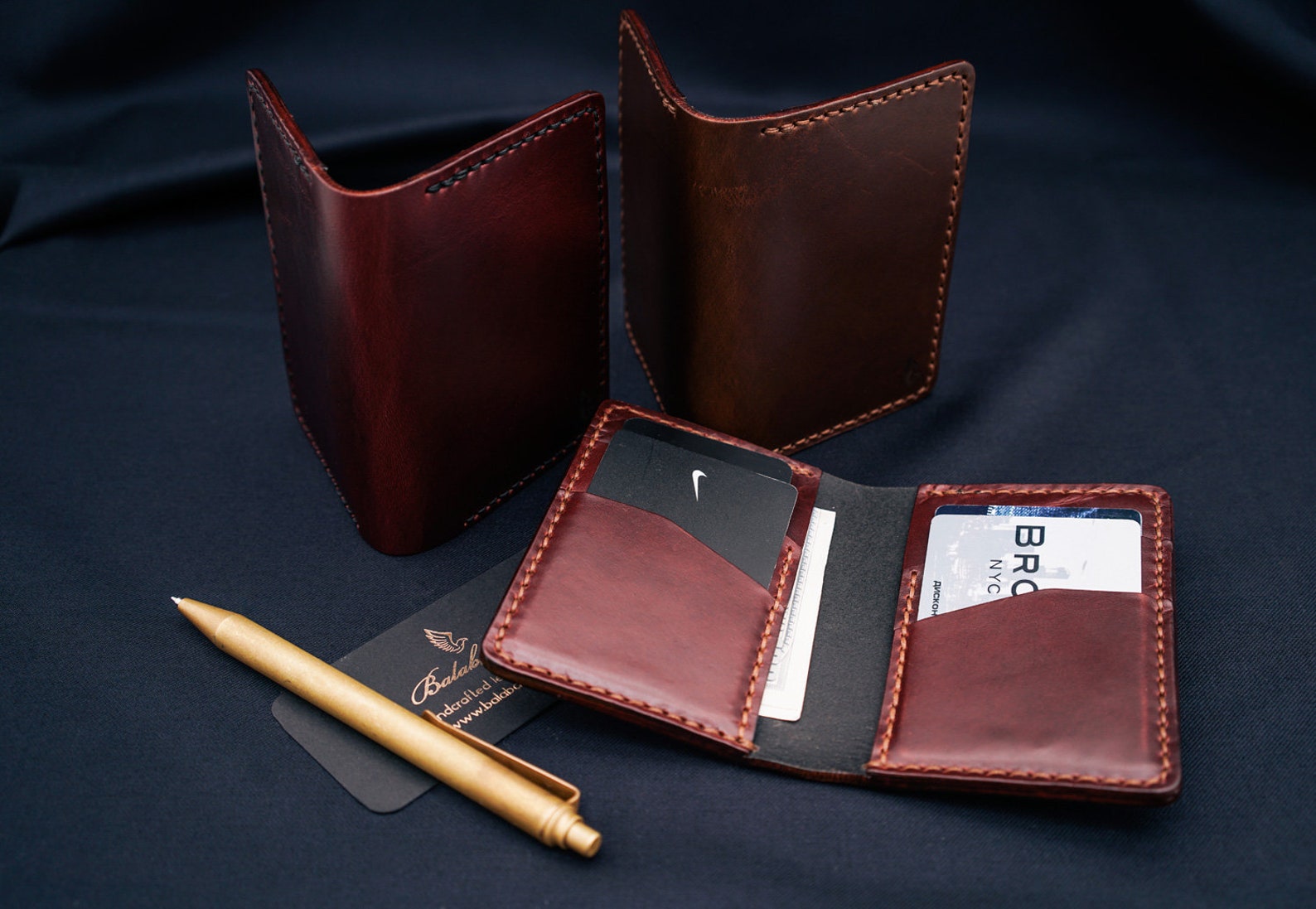 Horween Wallet in Black Chromexcel Leather / Mens Bifold, Business Card ...