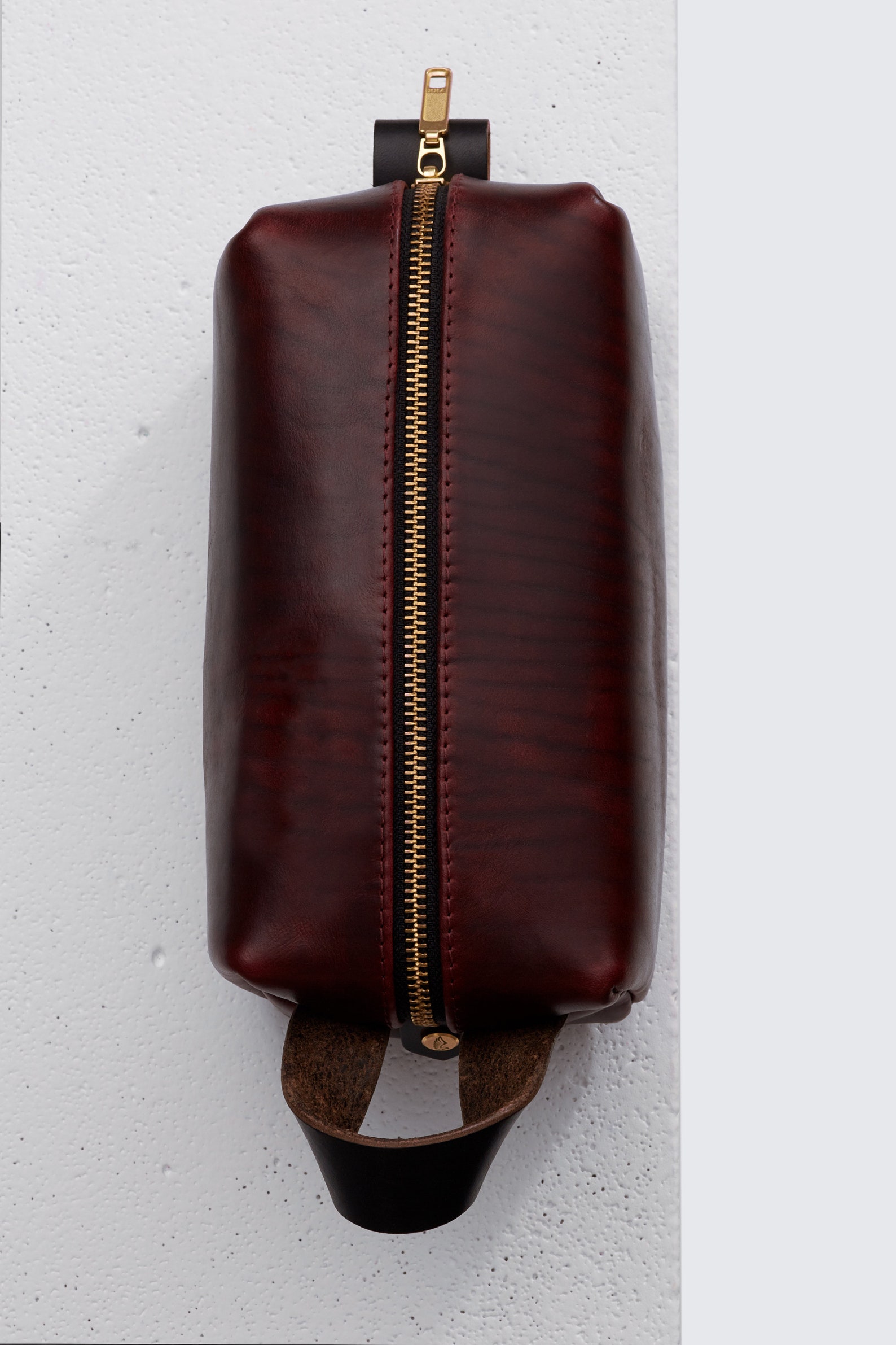 Leather Dopp Kit Bag in Horween Burgundy Chromexcel / Groomsmen Shaving ...