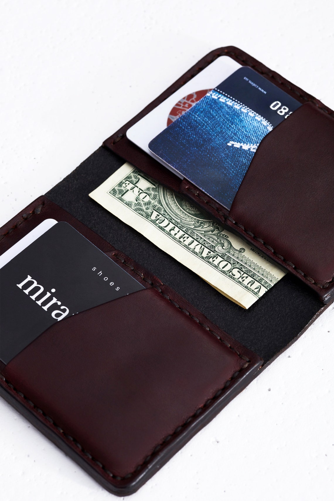 Horween wallet in Black Chromexcel leather / mens bifold | Etsy