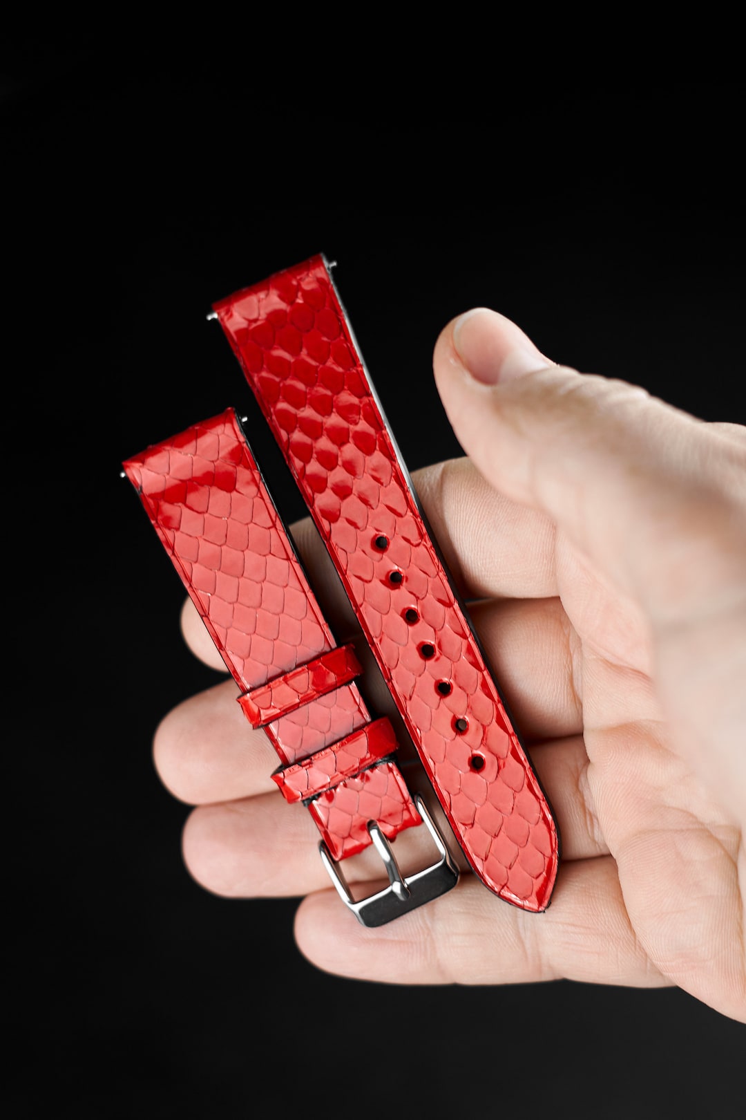 Red Python Plain Watch Strap Band / Lady's Woman and Men's Strap ...