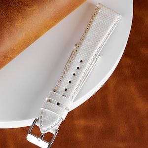 Lady's Creamy White Snake Watch Strap Band / Handmade From Real Javan ...