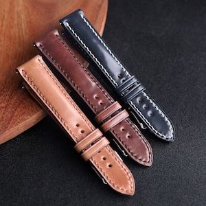 Horween Shell Cordovan Watch Strap Band in Reddish Brown #4 Color ...