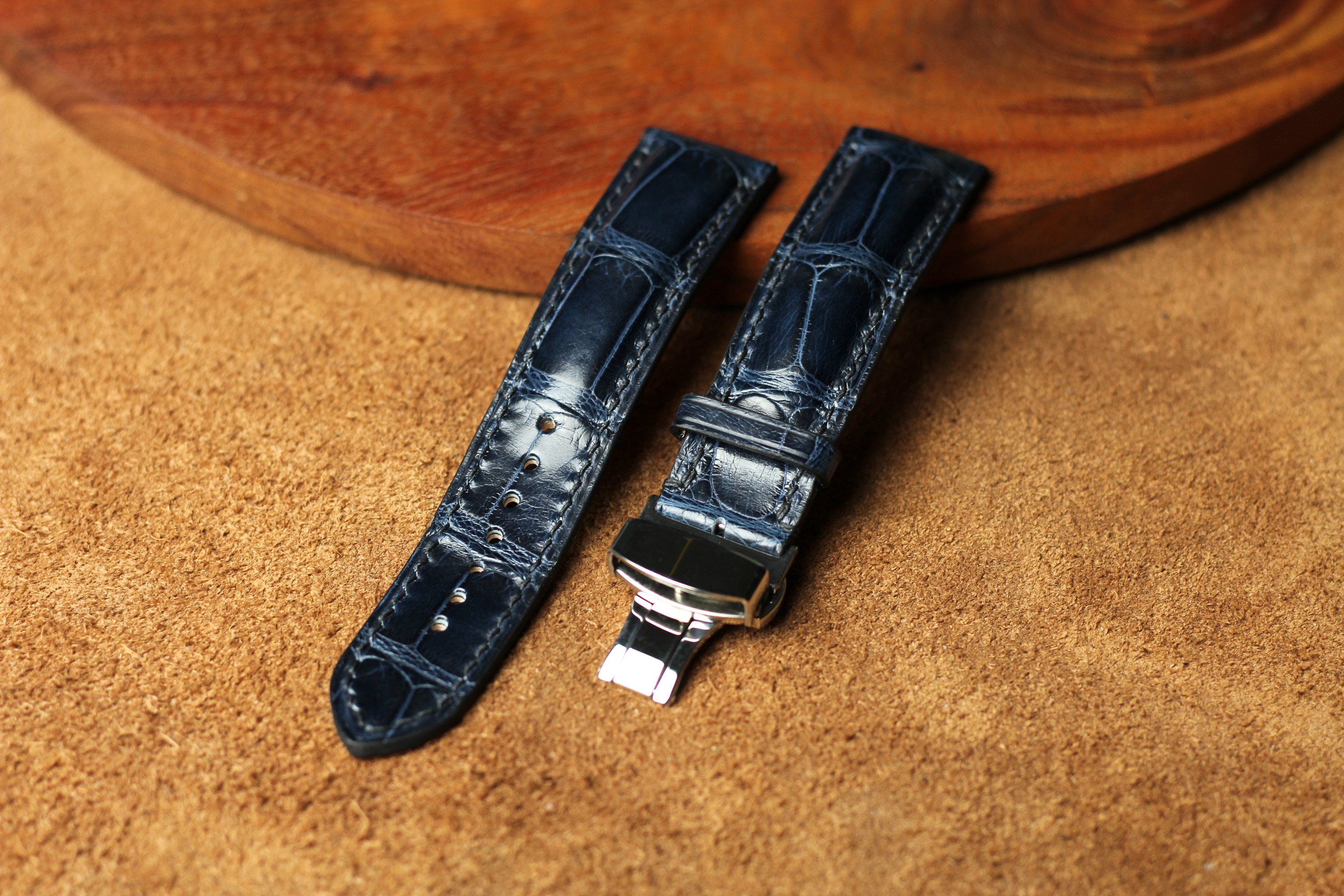 Navy Alligator Watch Strap Band / 100% Handmade From Alligator - Etsy