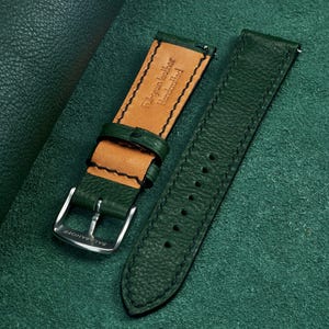 Green Leather Watch Strap Band / 100% Handmade From Full-grain Leather ...