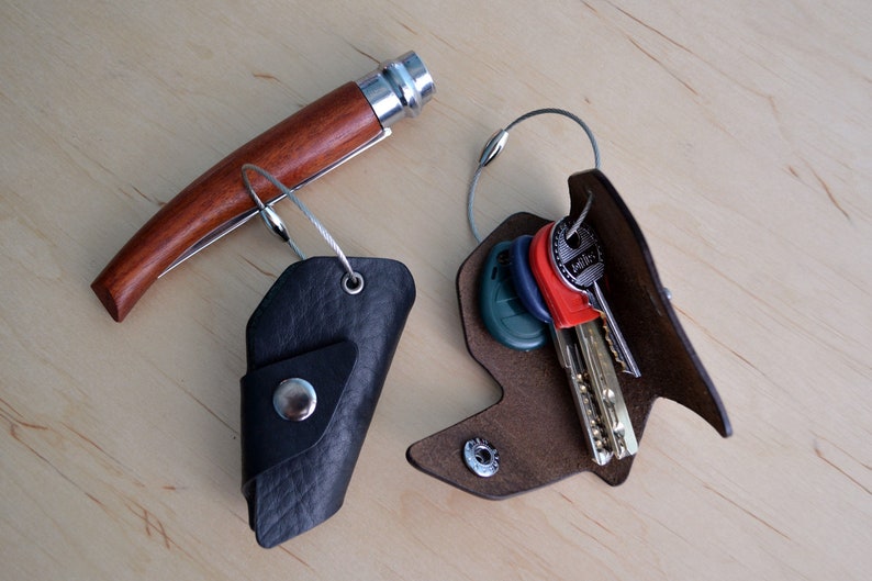 Leather Key Holder | Safety for Nails Key Carrier | Horween Leather Fob ...