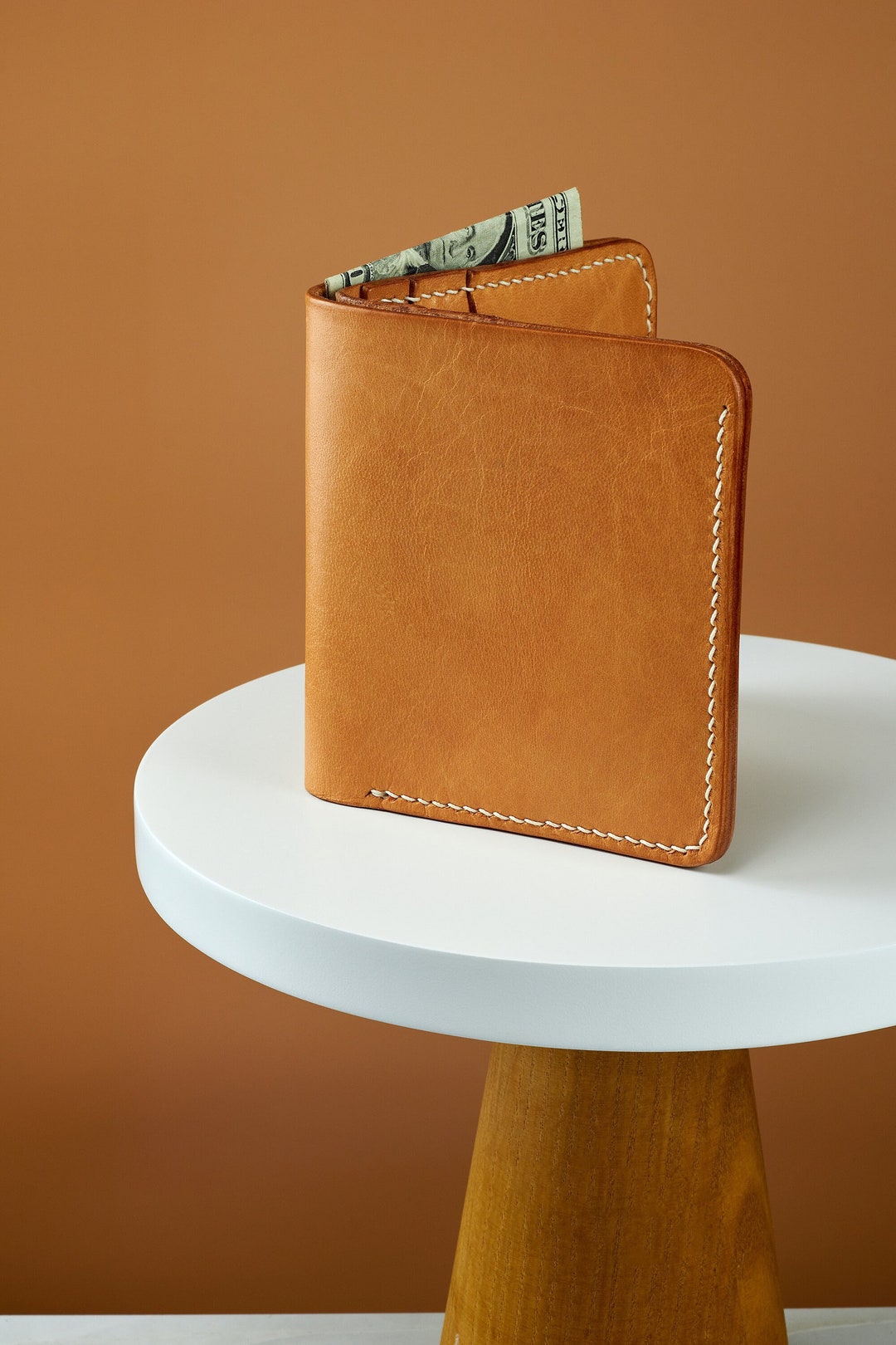 Men's Patina Wallet in Natural Veg Tanned Leather, Personalizable Gift ...