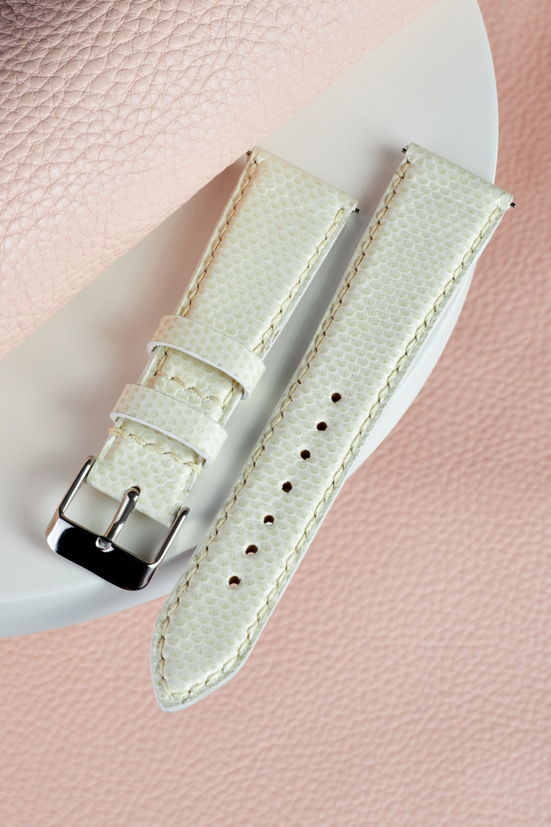 Lady's Creamy White Snake Watch Strap Band / Handmade From Real Javan ...