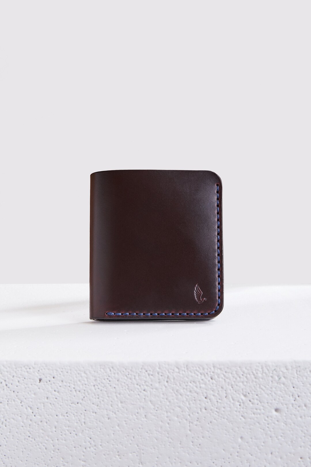 Burgundy Horween Chromexcel Leather Bifold Wallet, Personalizable Gift ...