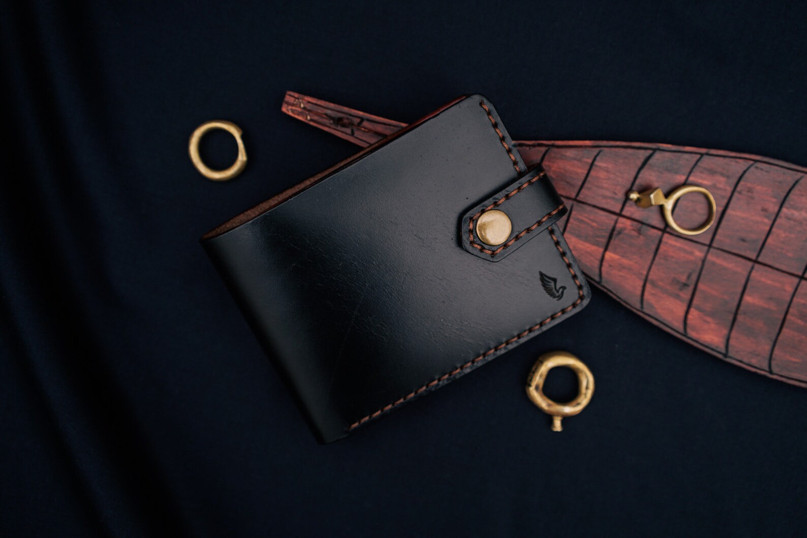 Bifold Horween Wallet in Chromexcel Black Leather Snap or - Etsy