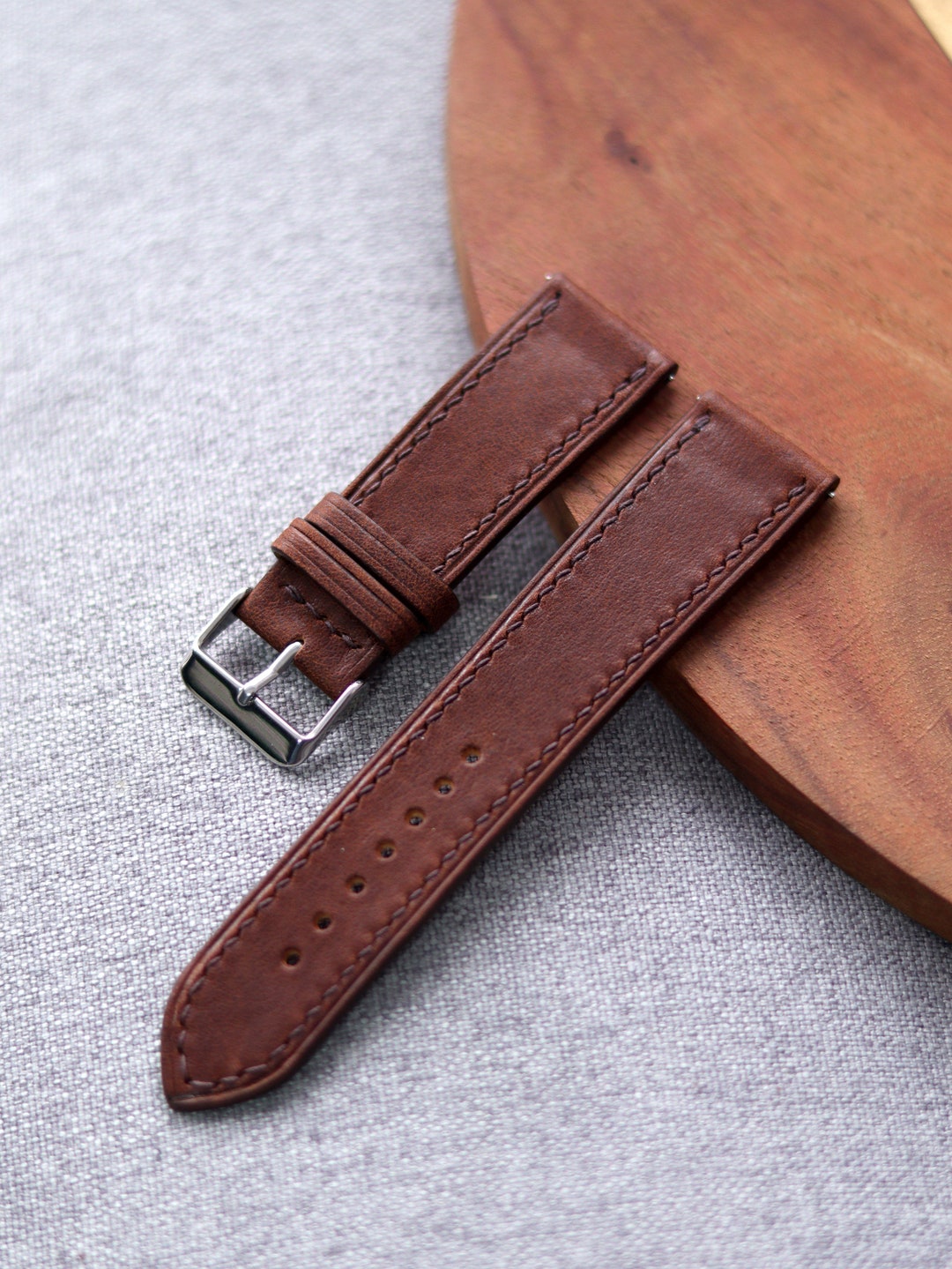 Brown Tan Leather Watch Strap Band / 100% Handmade From Full-grain ...