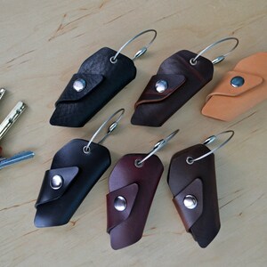 Leather Key Holder | Safety for Nails Key Carrier | Horween Leather Fob ...