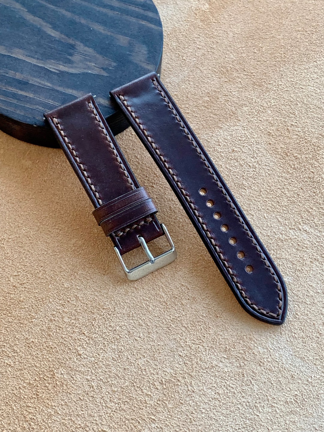 Brown Horween Leather Watch Strap Band / 100% Handmade From Full-grain ...
