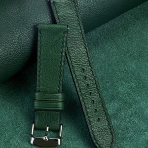 Green Leather Watch Strap Band / 100% Handmade From Full-grain Leather ...