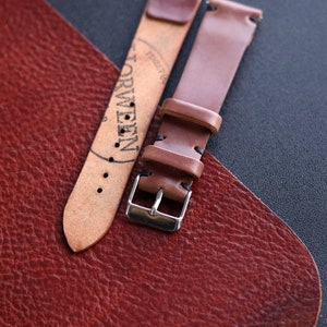 One Layer Shell Cordovan Watch Strap Band in Horween Reddish Brown #4 ...