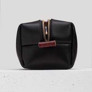 Horween Black Chromexcel Leather Dopp Kit Bag / Groomsmen Shaving Bag ...