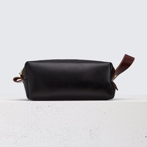 Horween Black Chromexcel Leather Dopp Kit Bag / Groomsmen Shaving Bag ...