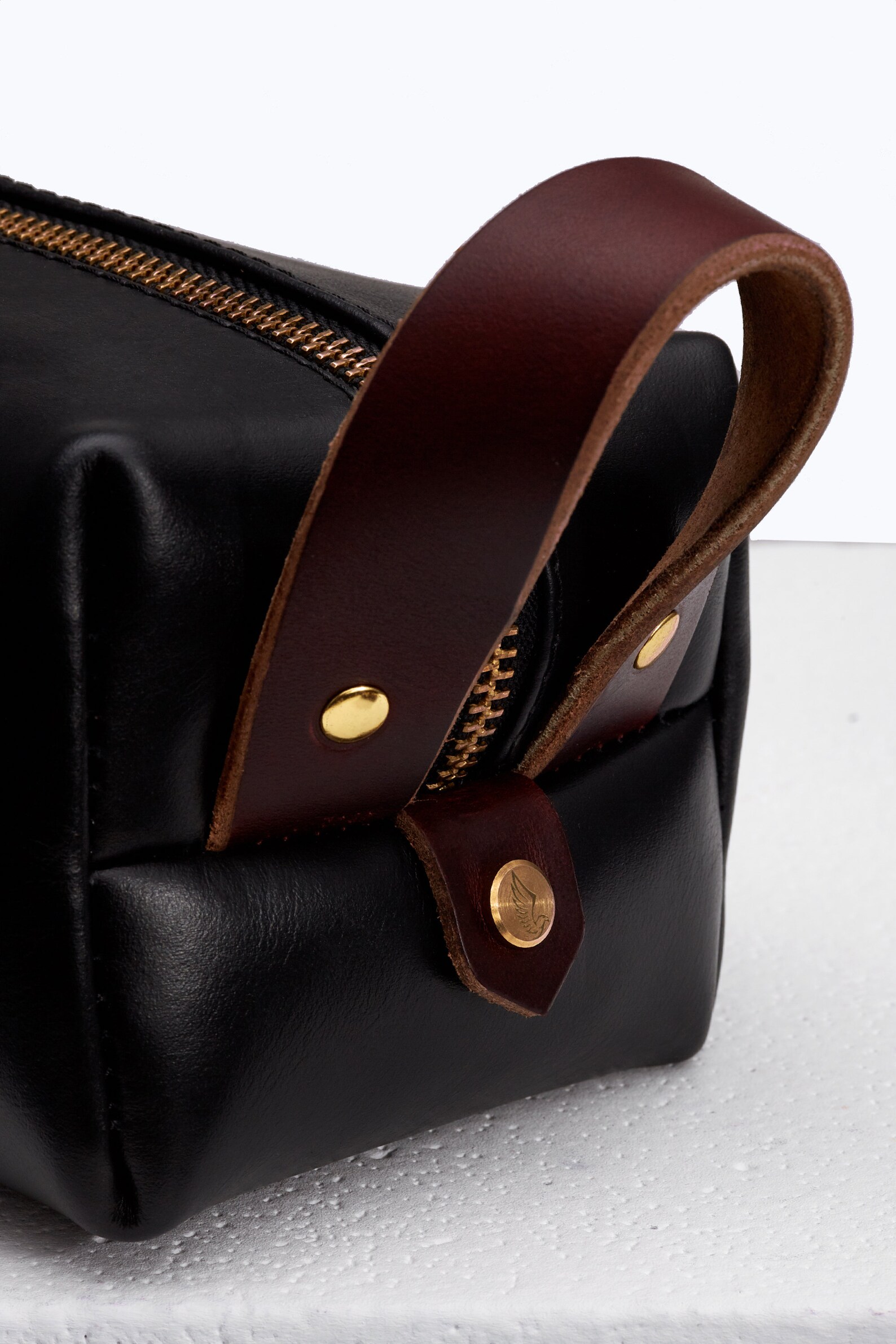 Horween Black Chromexcel Leather Dopp Kit Bag / Groomsmen Shaving Bag ...