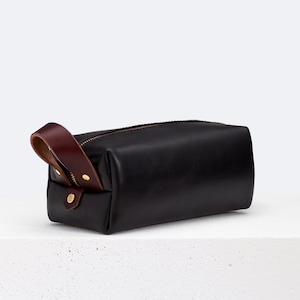Horween Black Chromexcel Leather Dopp Kit Bag / Groomsmen Shaving Bag ...