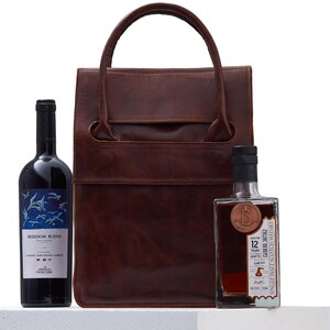 Leather Bag for 3 Bottles / Leather Bottle Carrier / Wine and Whiskey ...