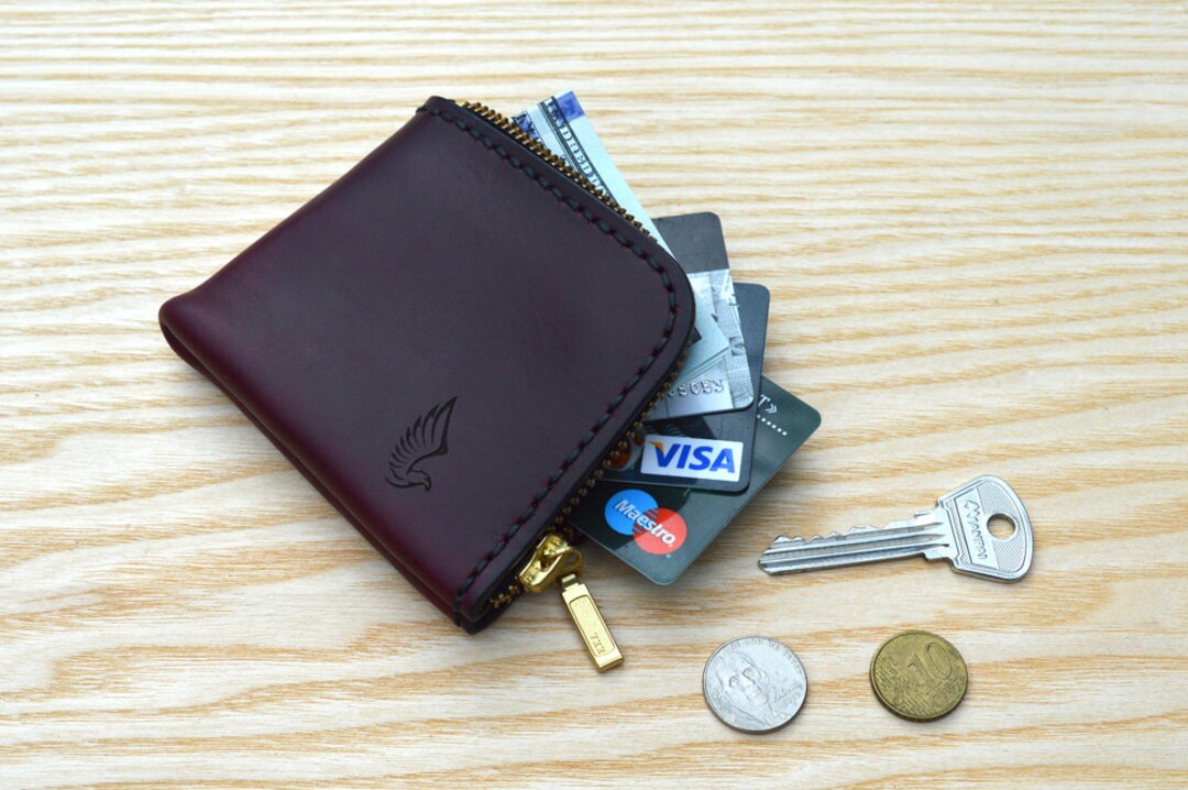 Zip Wallet in Horween Burgundy Chromexcel Leather | Slim and Mini - Etsy