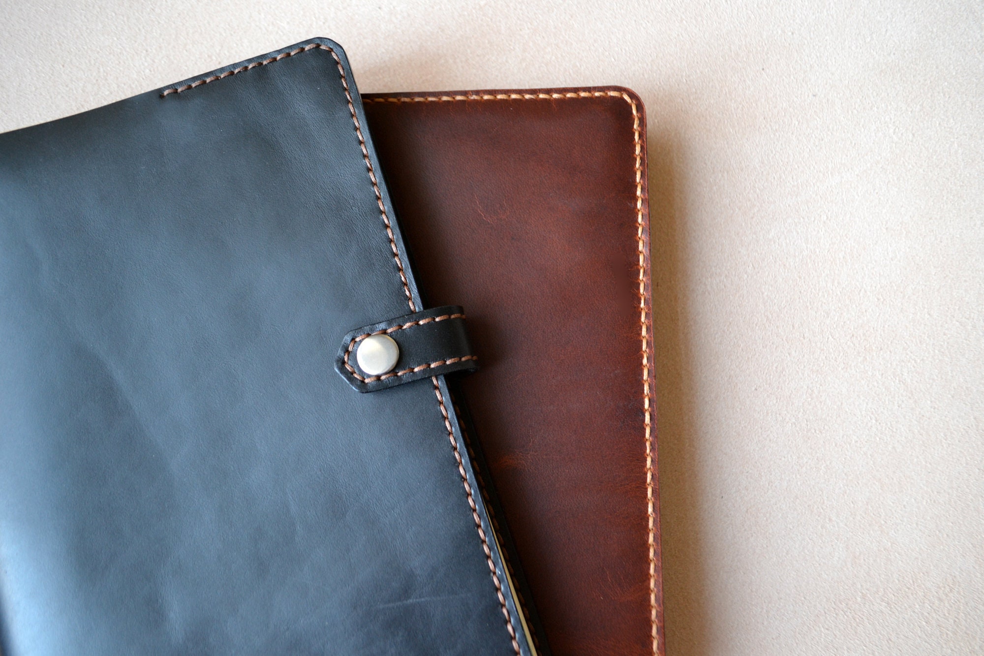 Midori MD Notebook Leather Cover Snap Closure 2 Horween - Etsy