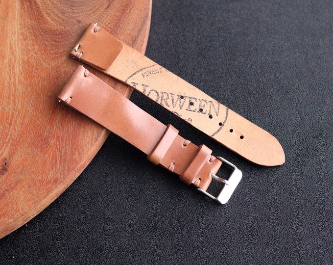 Horween Shell Cordovan Leather Watch Band Strap Natural Tan Color ...