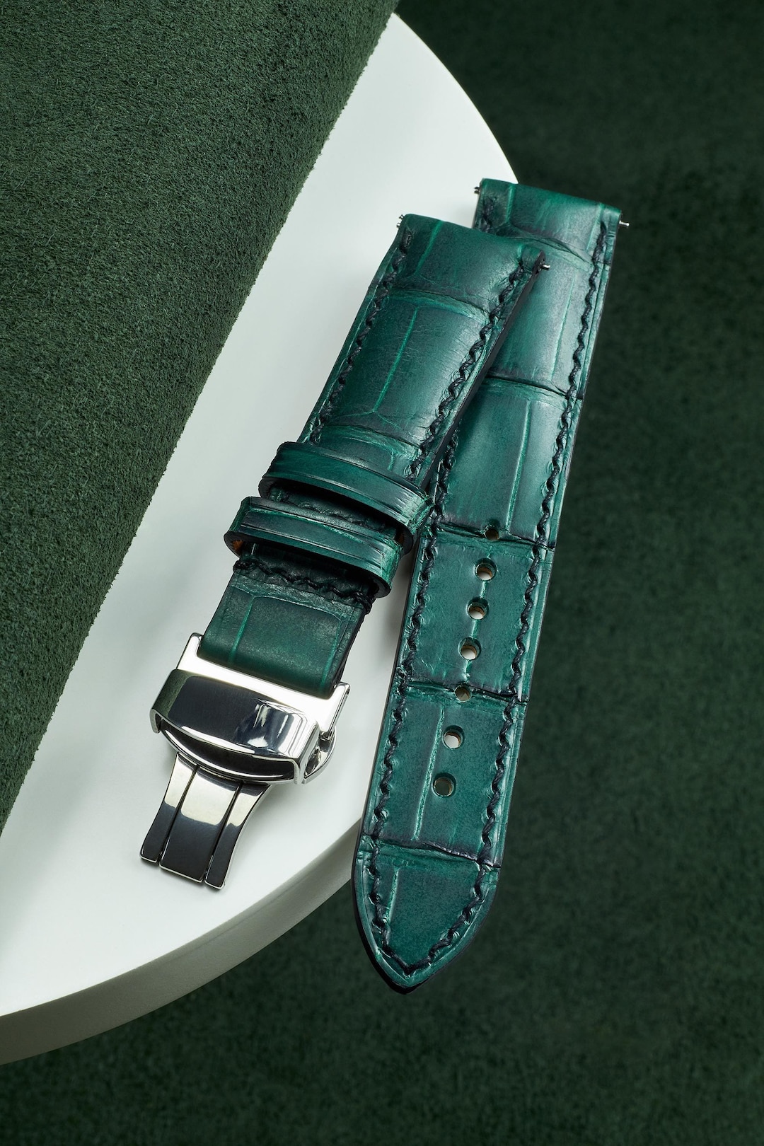 Green Alligator Watch Strap Band Teal / 100% Handmade From Alligator ...