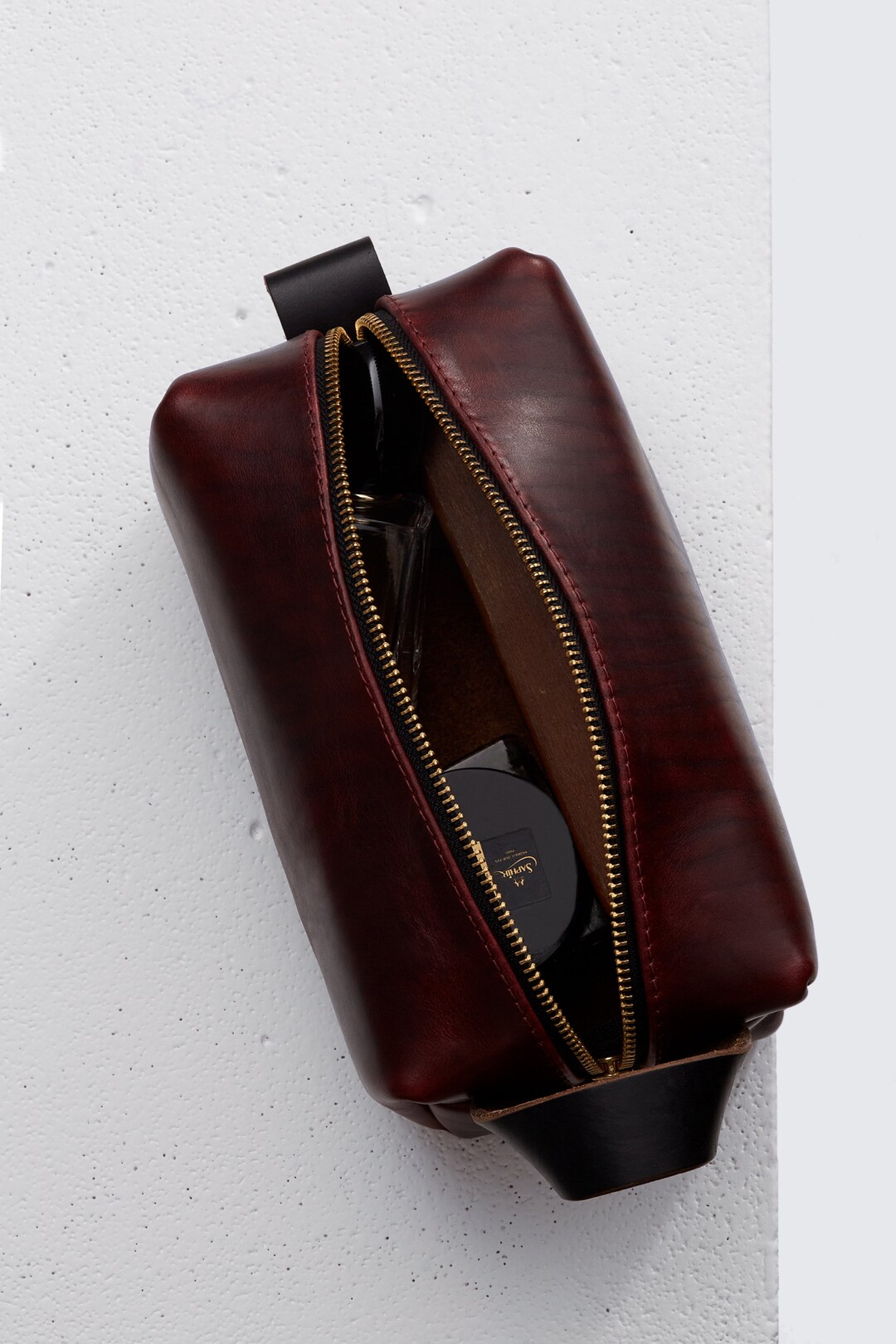Leather Dopp Kit Bag in Horween Burgundy Chromexcel / Groomsmen Shaving ...