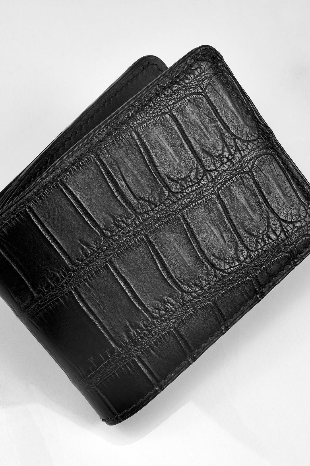 Alligator Leather Wallet in Black, Bifold for Cash and Cards / for ...