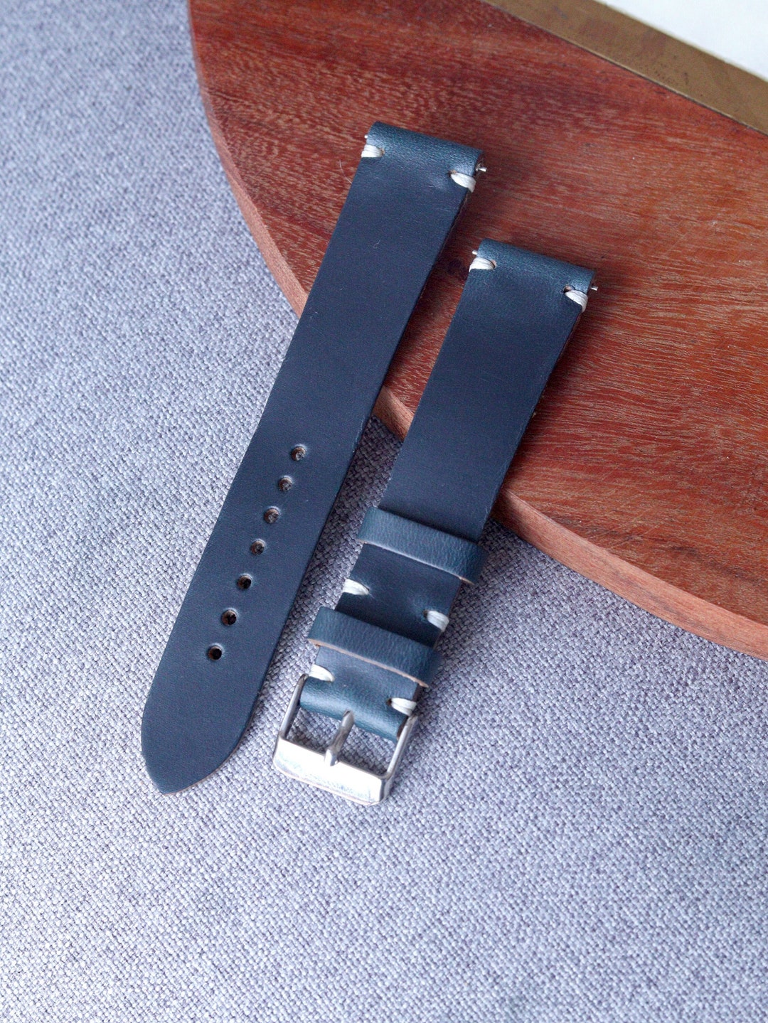 Navy Blue Horween Leather Watch Strap Band Made of Chromexcel / One ...