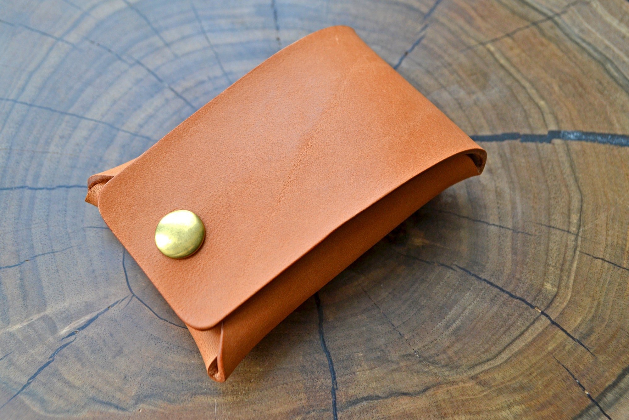 Horween Wallet Card Holder in Natural Veg Tanned Leather / | Etsy