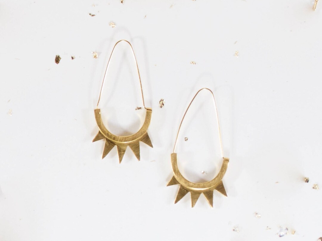 Earring in Gilt Brass With Pikes - Etsy