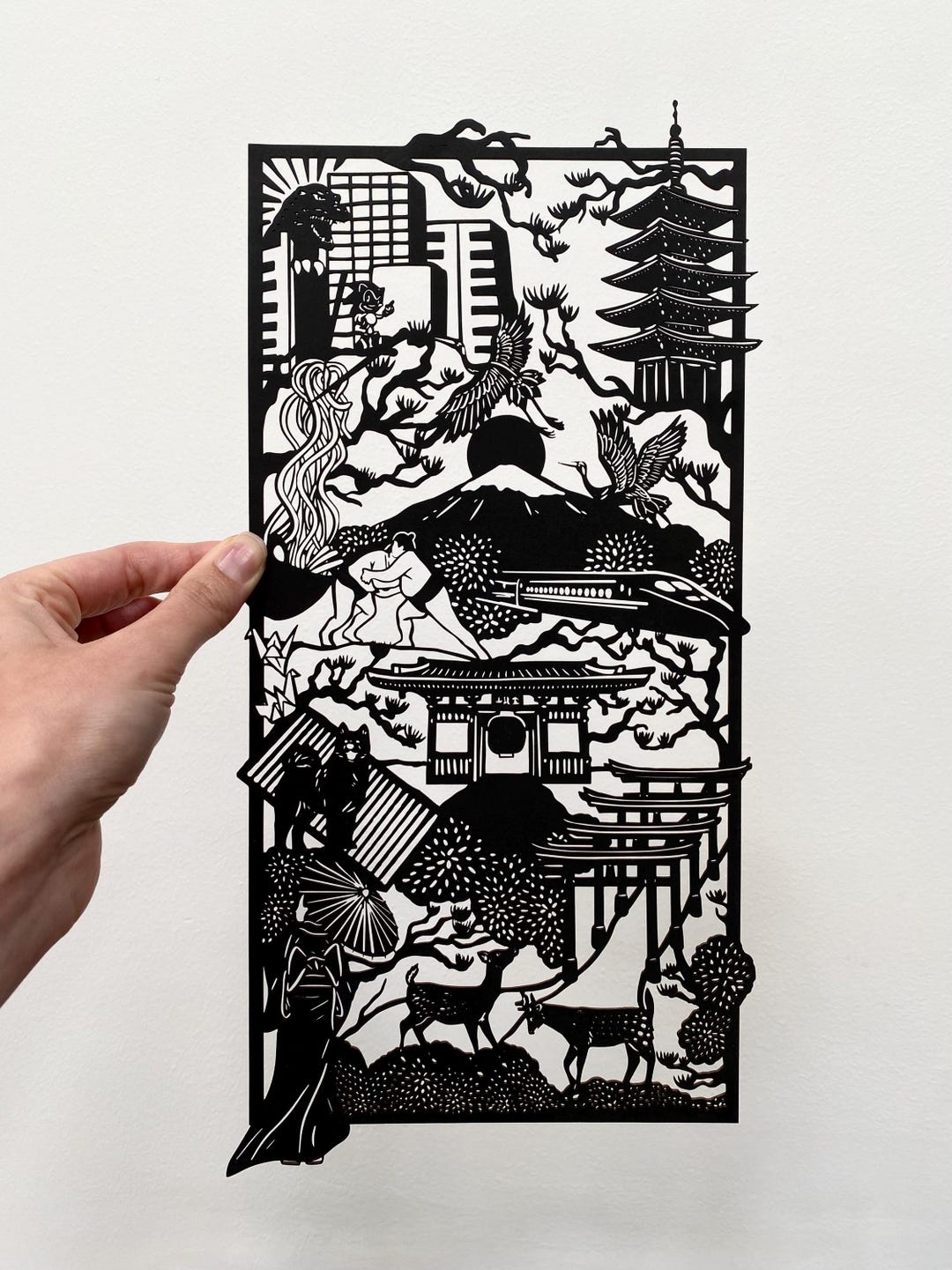 Japan Inspired Laser Paper Cut Unframed Print - Etsy
