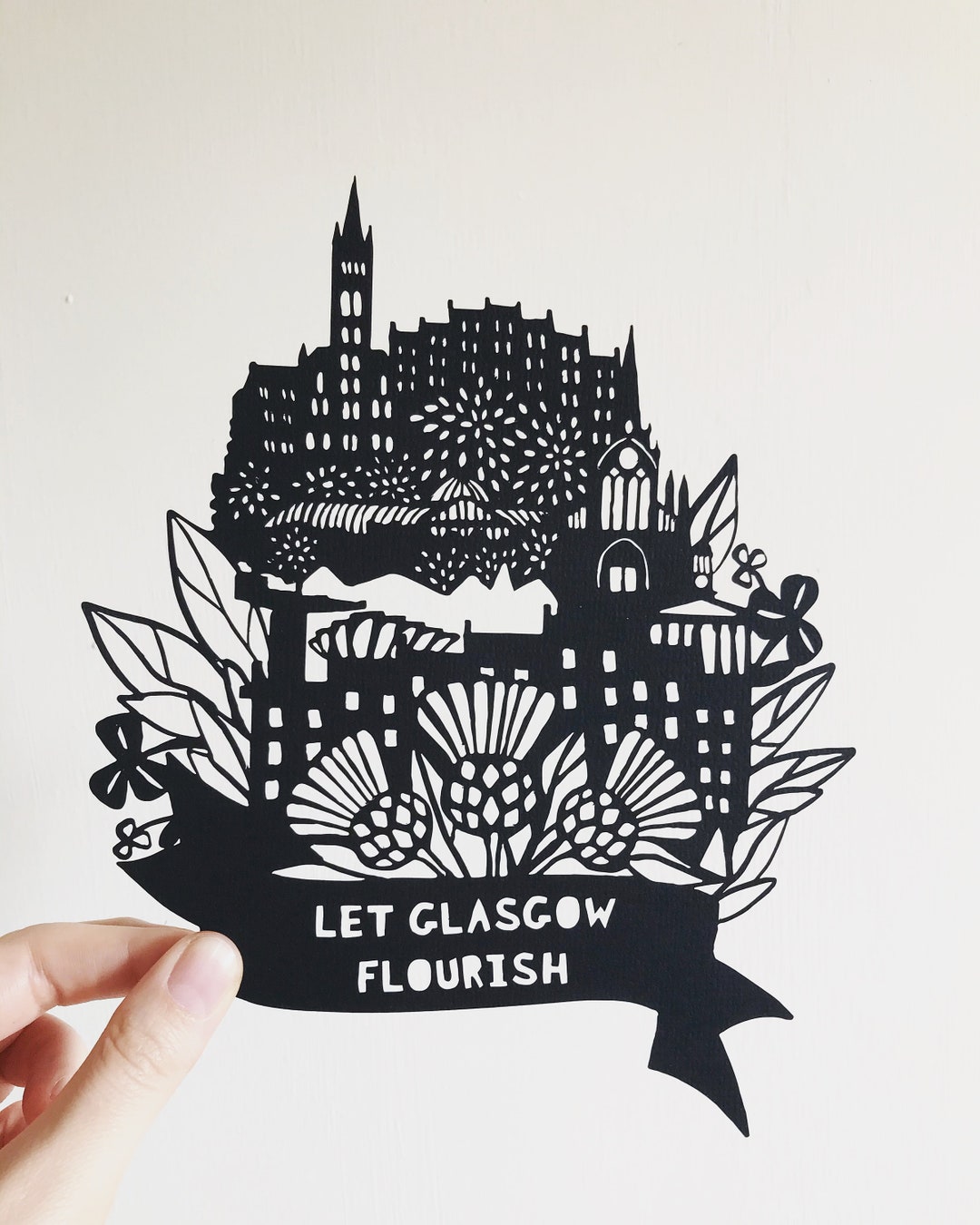 Glasgow 'let Glasgow Flourish' Landmarks Paper Cut Print, Made in ...