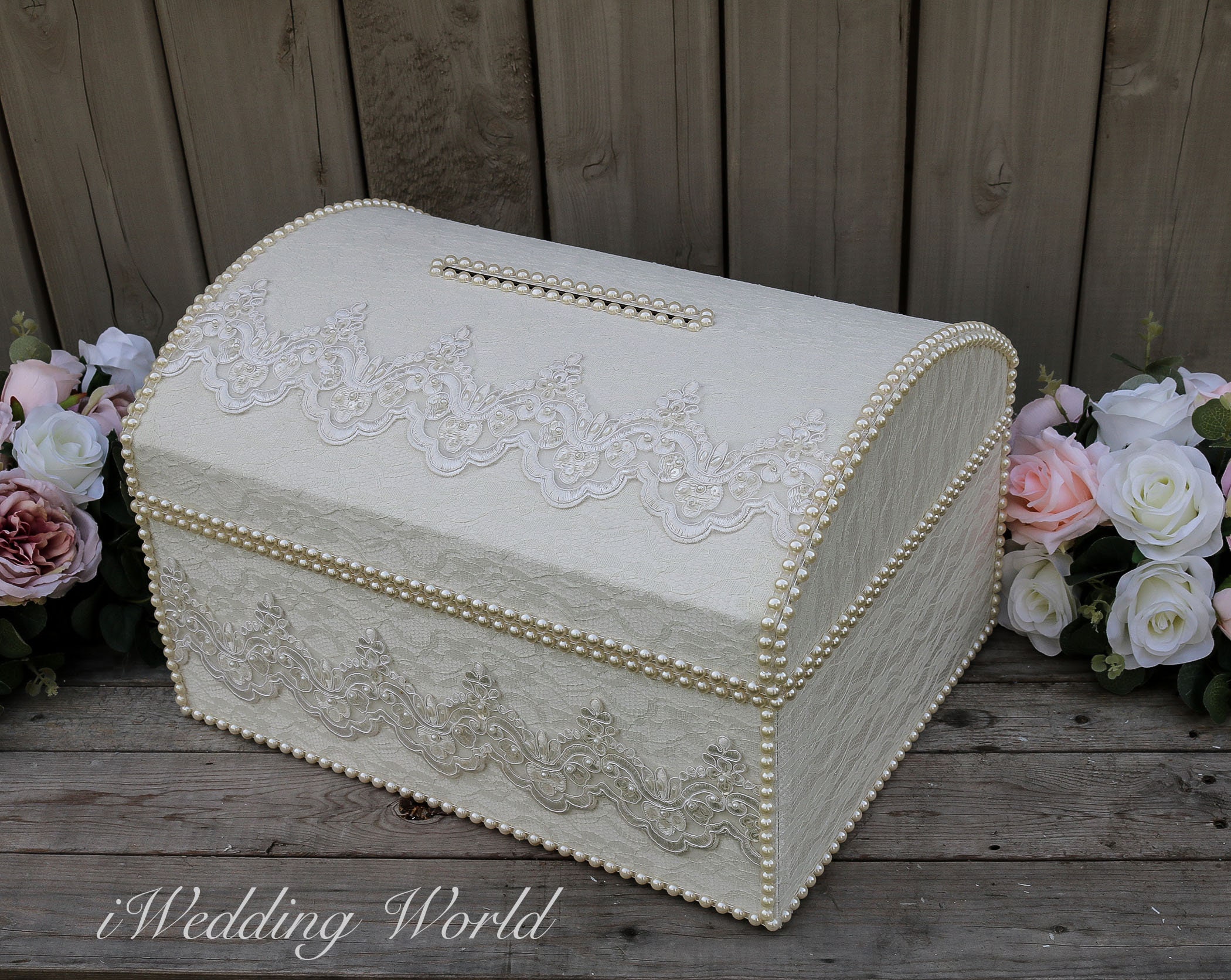 Wedding Card Box, Ivory Wedding Card Box, Treasure Chest Money Box ...