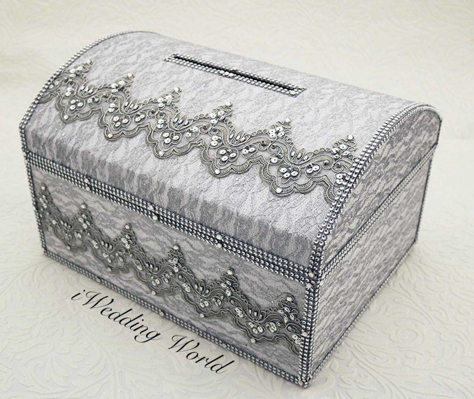 Wedding Card Box With Slot – Gold Silver Ivory White Wedding Money Box ...