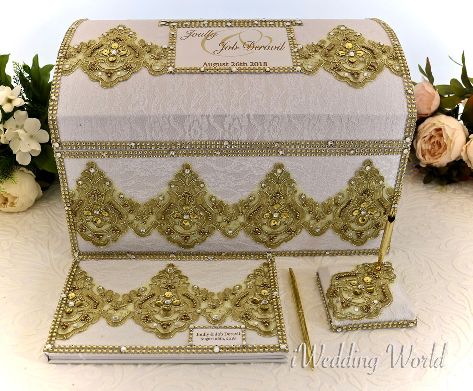 Gold Wedding Card Box and Accessories Wedding card box | Etsy