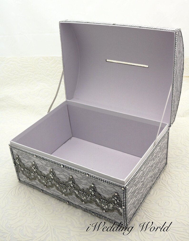 Wedding Card Box With Slot – Gold Silver Ivory White Wedding Money Box ...