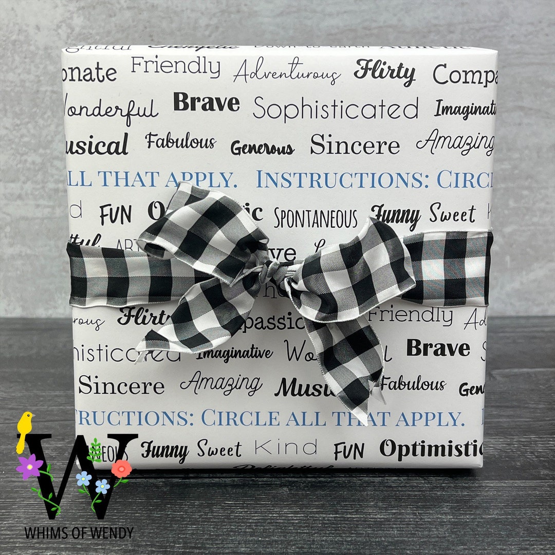 Wrapping Paper Sheets Words Adjectives Black and White - Etsy