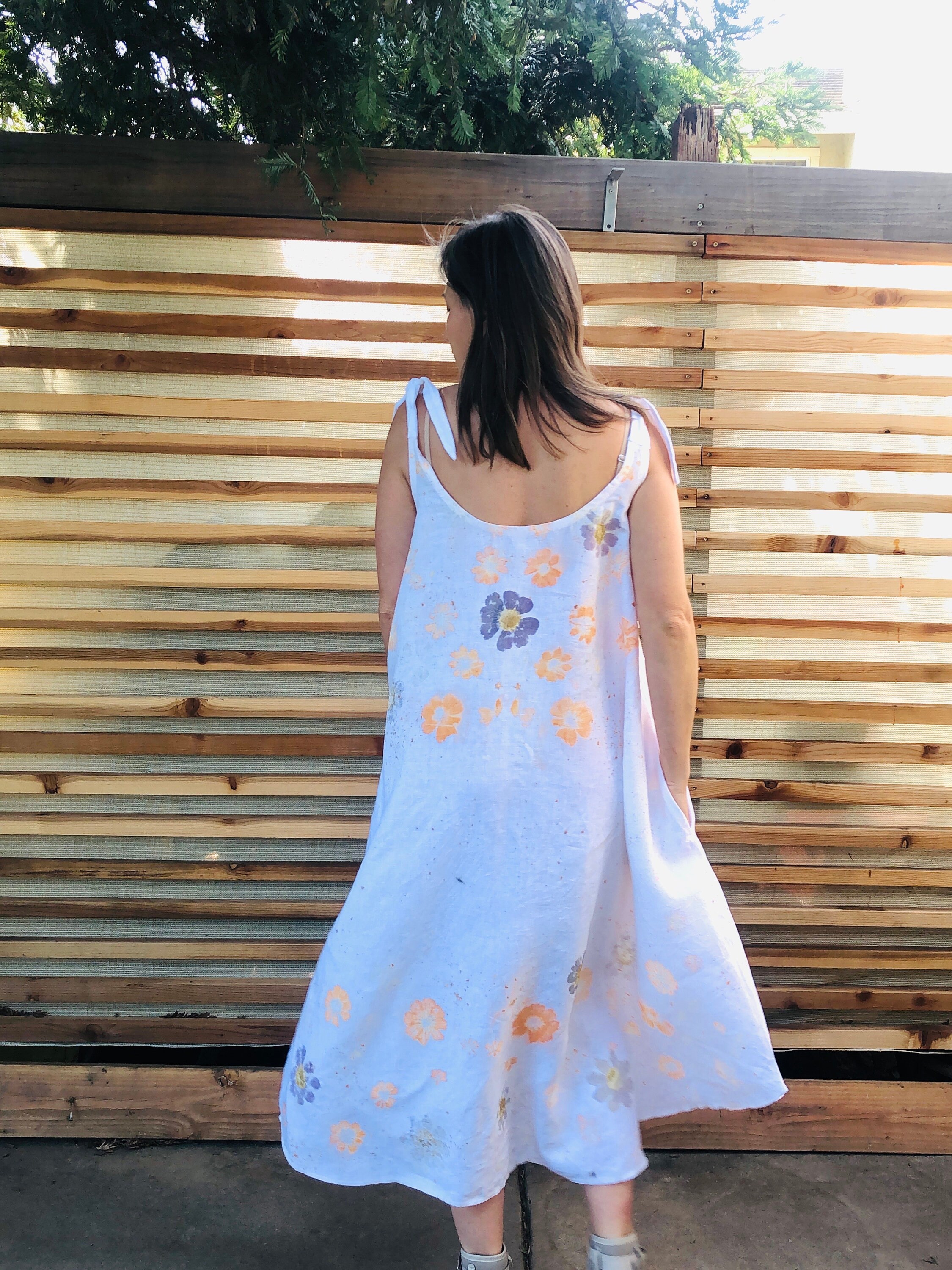 Eco Printed Linen Dress, Cosmo Eco Printed Linen Dress, Botanically ...