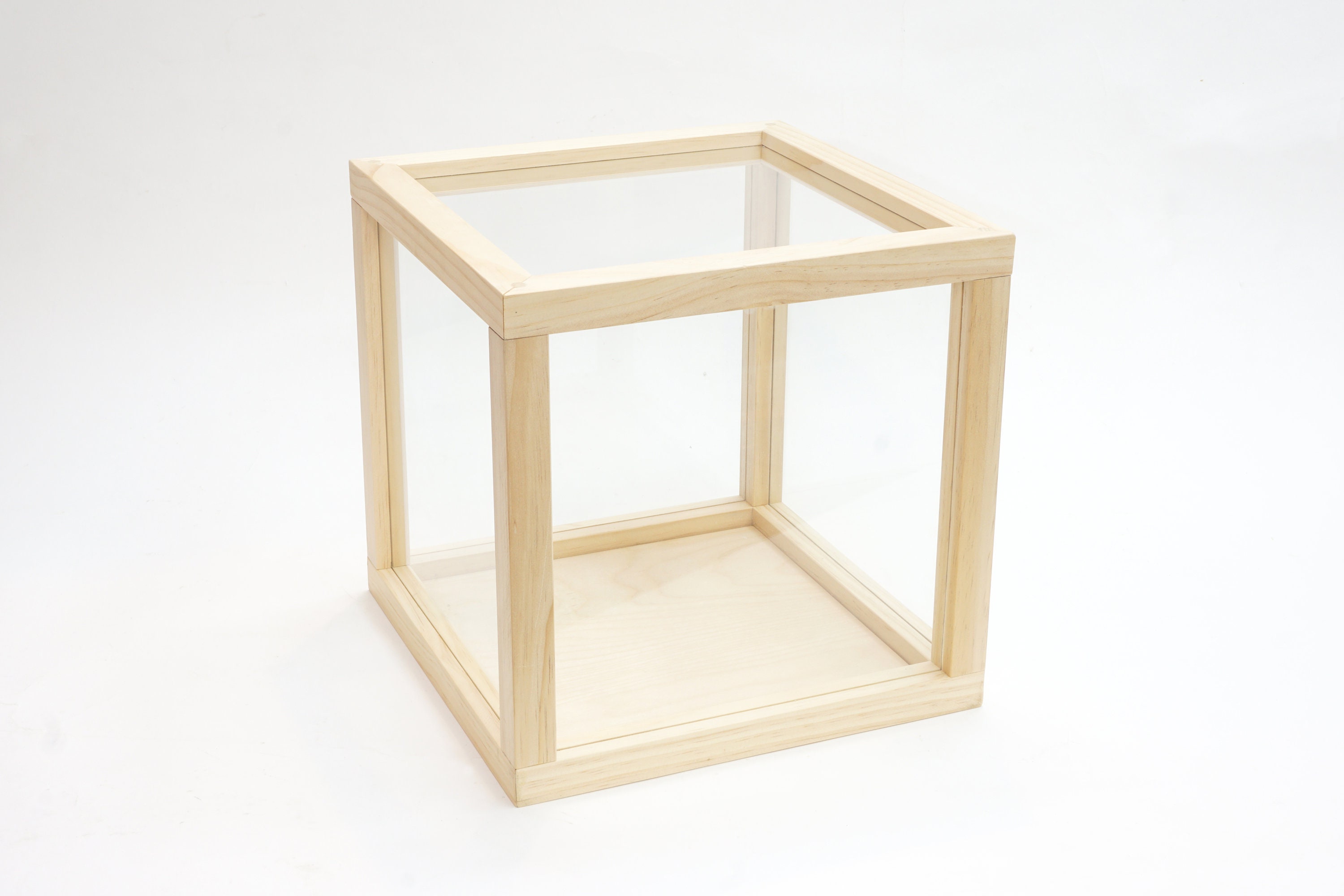 Cube Wood Display Case Glass or Acrylic Jewelry Collectibles - Etsy