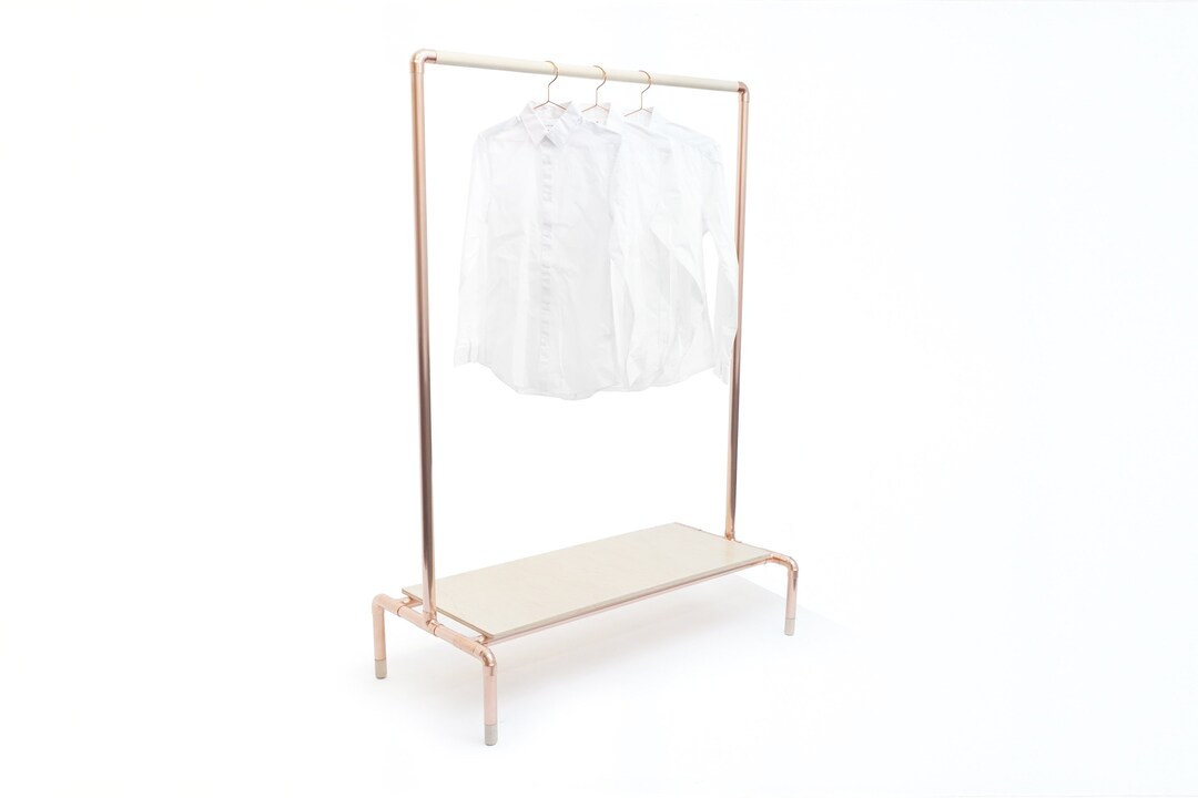 Copper Rack W/ Shelf Freestanding Clothing / Garment Rack Copper and ...
