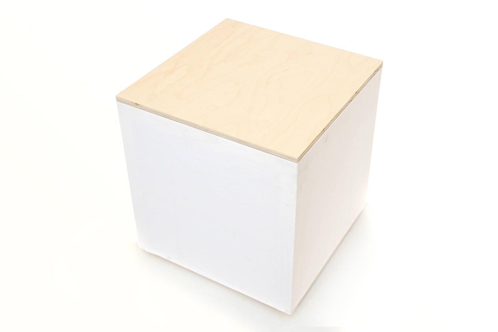 White Fabric Cube Table (semi-transparent, Maple Top) - Etsy